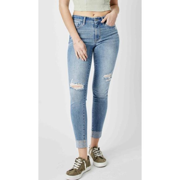Judy Blue | Jeans | New Judy Blue Mid Rise Destroy Cuff Skinny Jean In ...